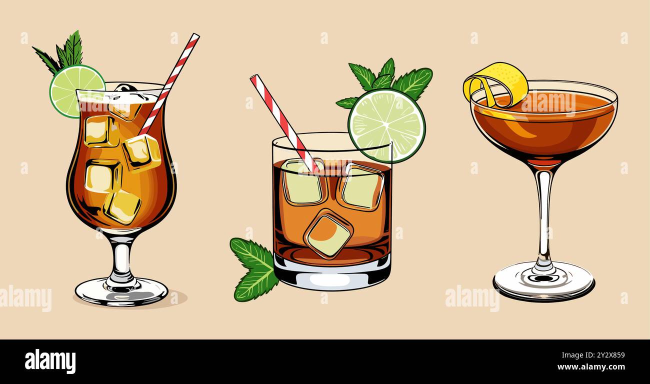 Cold summer drinks in Stock Vector Images - Alamy