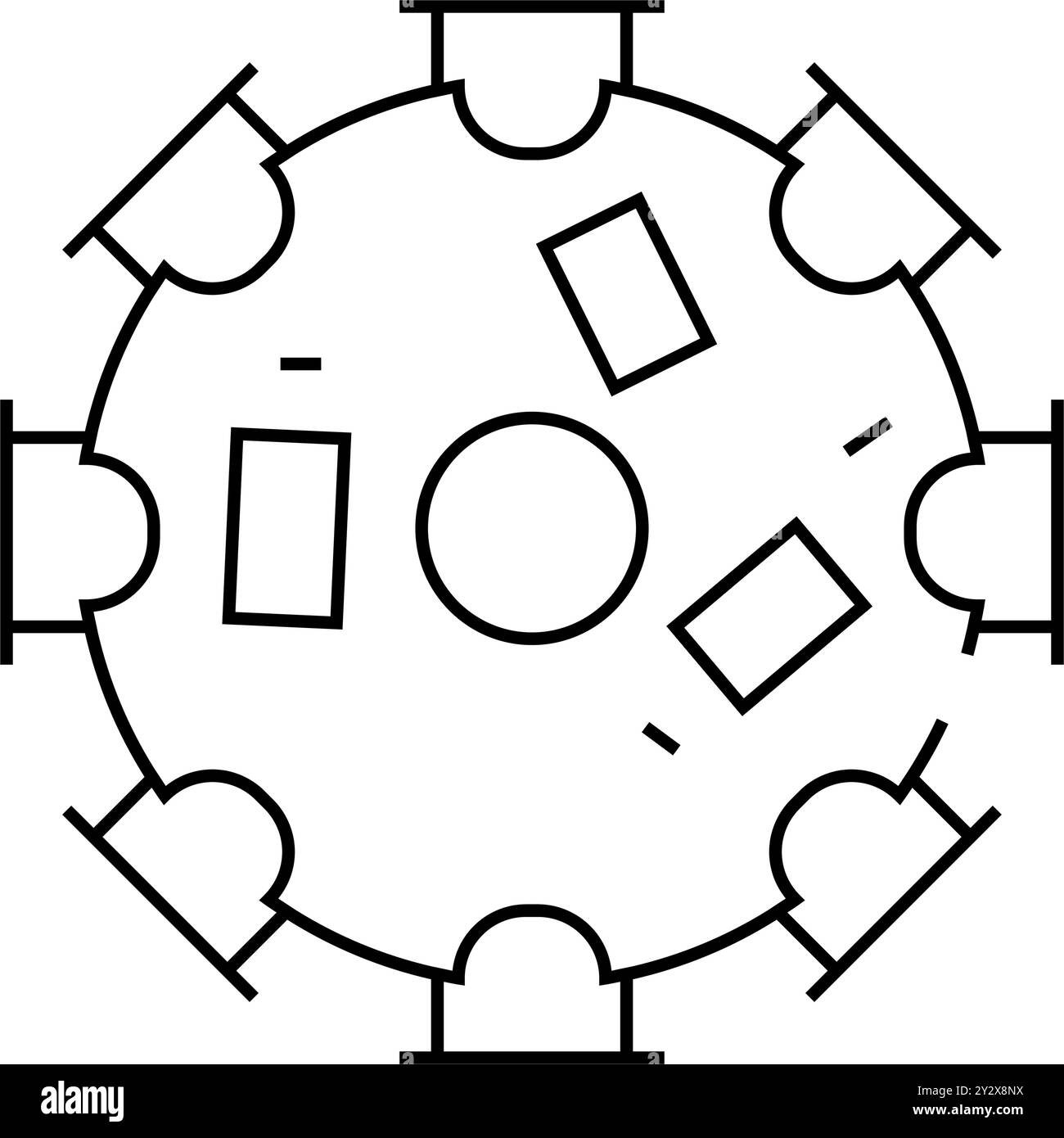 meeting table line icon vector black illustration Stock Vector Image ...