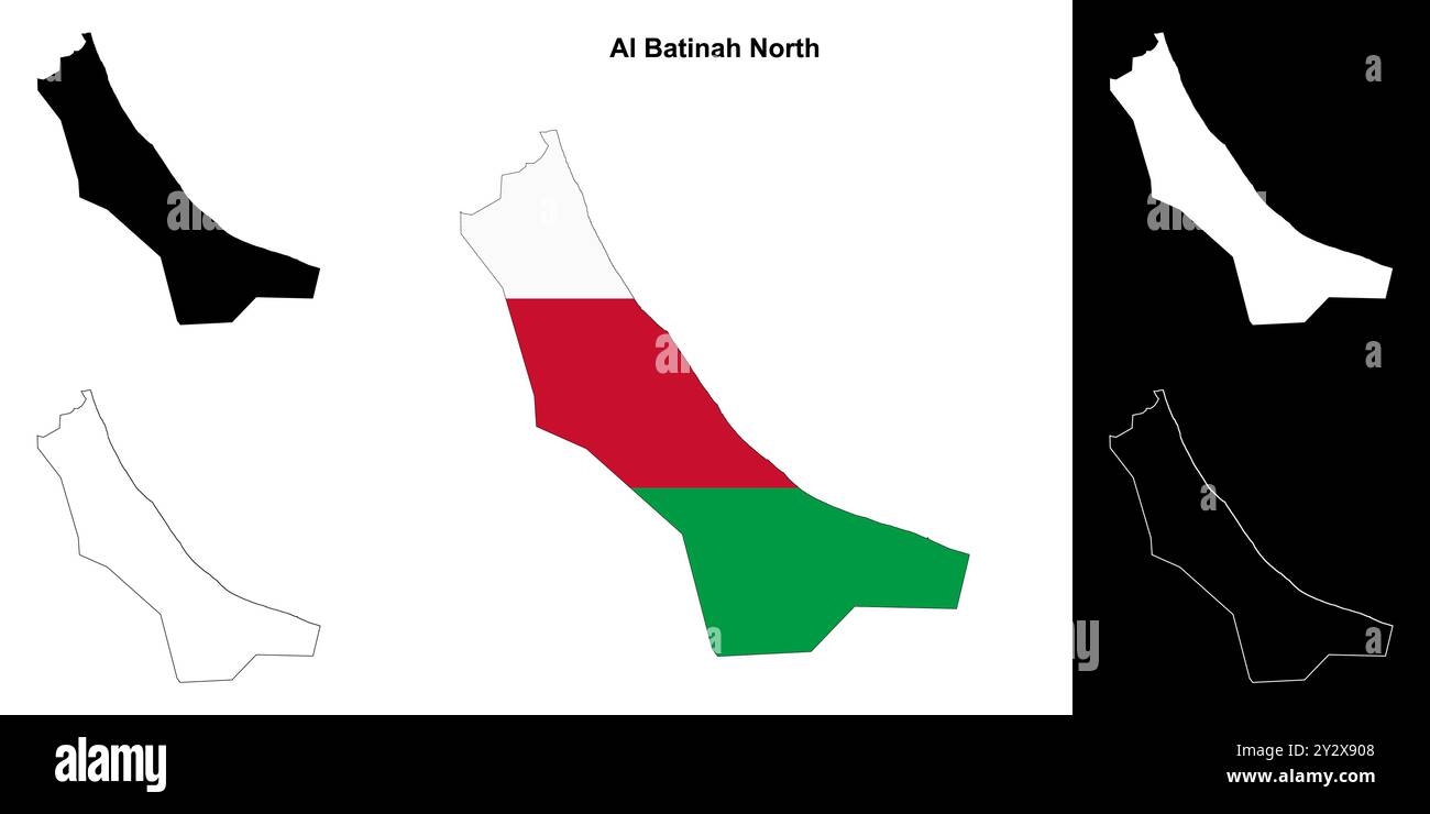 Al Batinah North governorate outline map set Stock Vector Image & Art ...