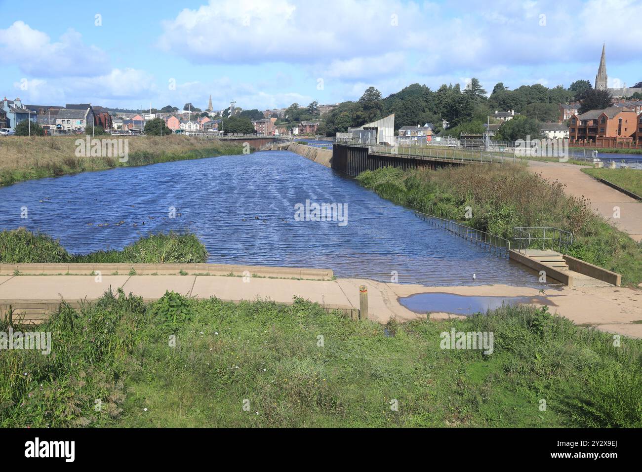 Exeter quay/flood relief channel, Devon, England, UK Stock Photo - Alamy