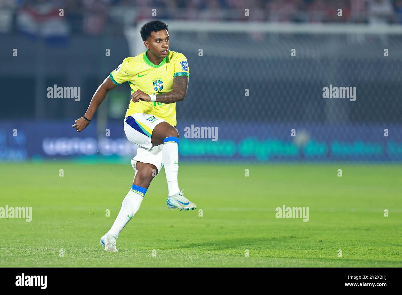 Asuncion, Paraguay. 10th Sep, 2024. Rodrygo of Brazil, during the match ...