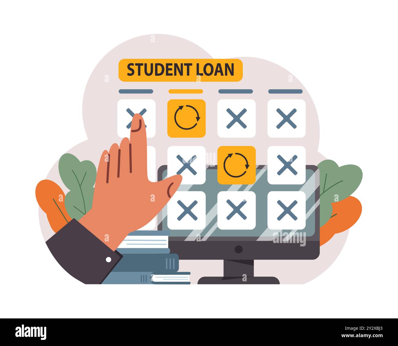 Student debt. Young graduated character with a financial crisis ...