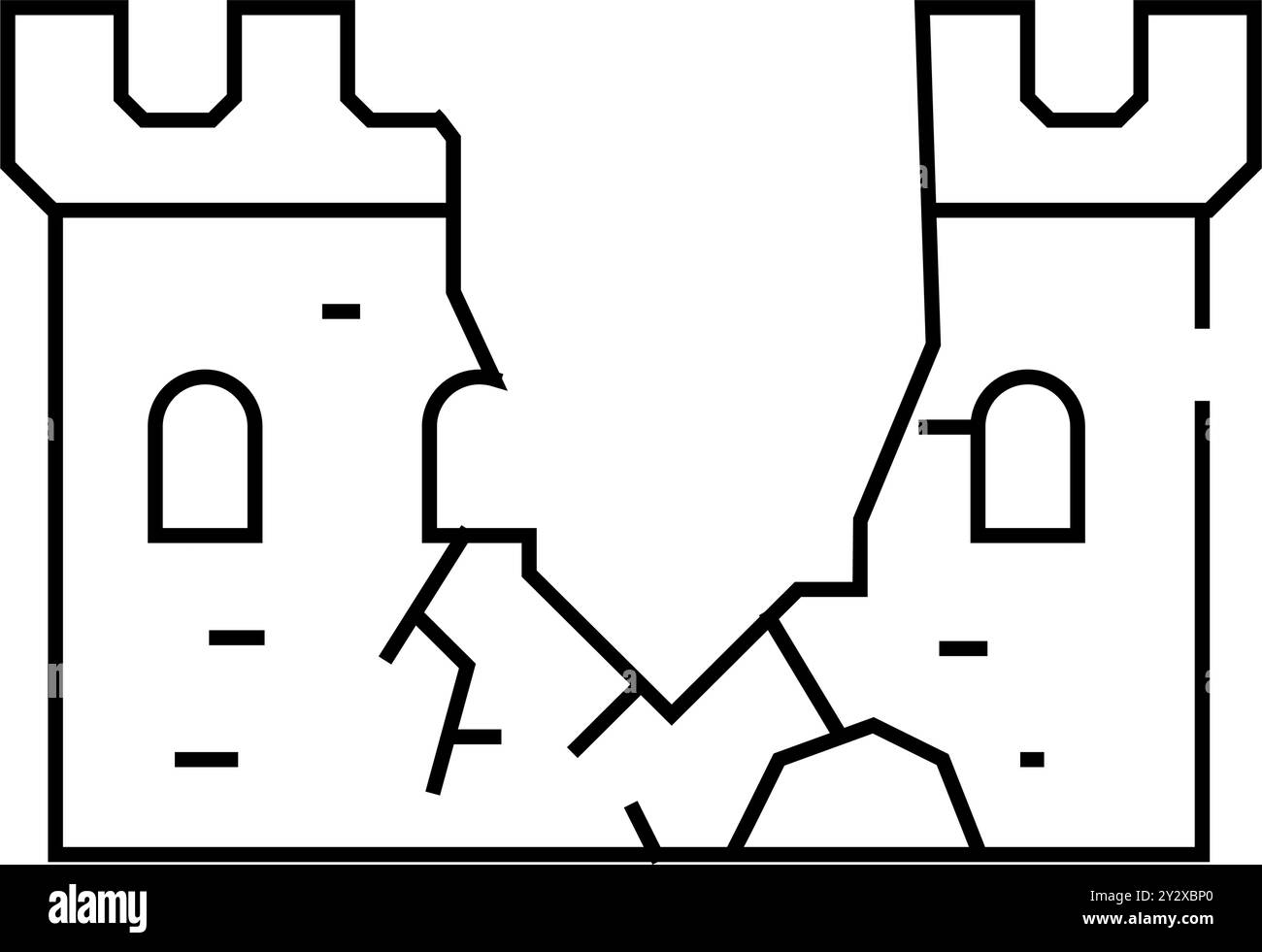 destroyed wall of castle line icon vector illustration Stock Vector ...