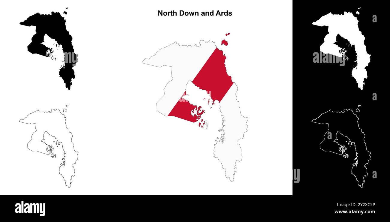 North down and ards outline map hi-res stock photography and images - Alamy