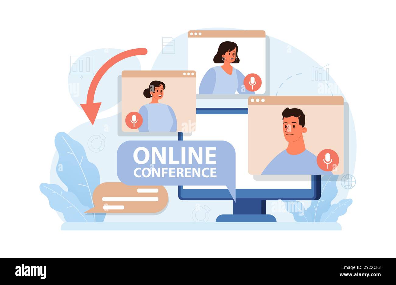 Virtual event. Online friends meeting by video call. Digital party or ...