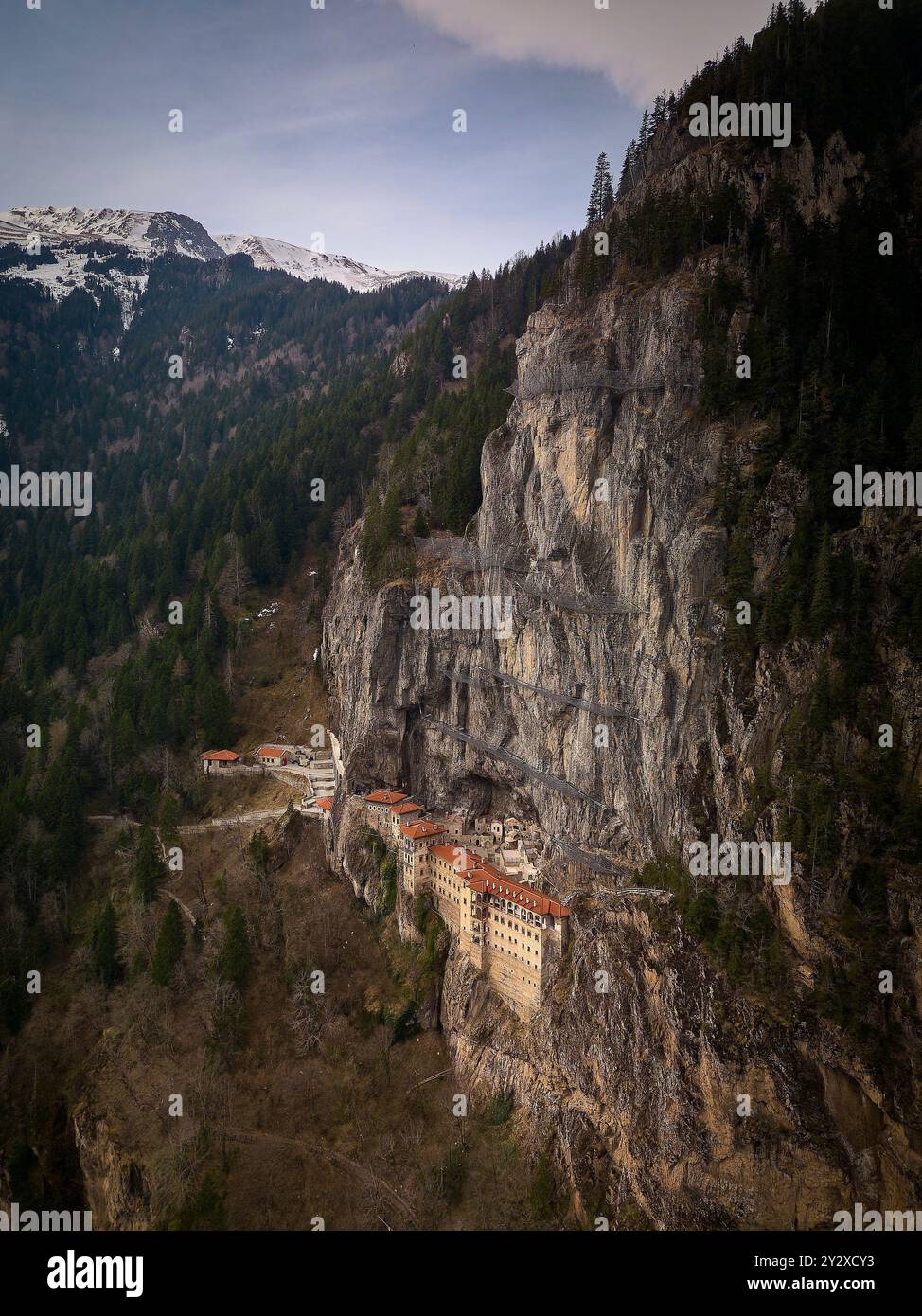 A Drone photo of the temple complex in Mount Trabzon in Turkey Stock ...