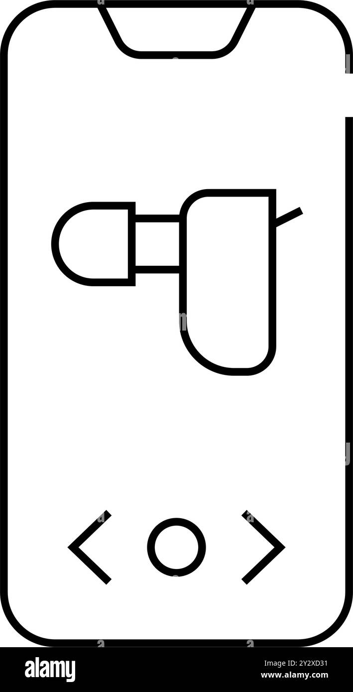 hearing aid device on phone screen line icon vector illustration Stock ...