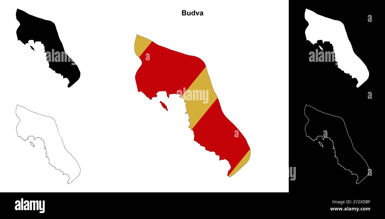 Budva municipality outline map set Stock Vector Image & Art - Alamy
