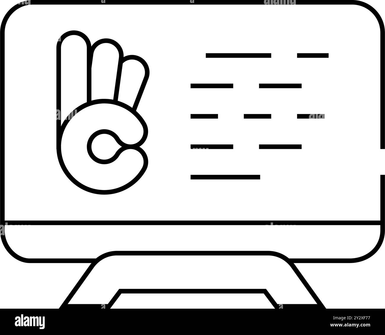 sign language translation and subtitling line icon vector illustration ...