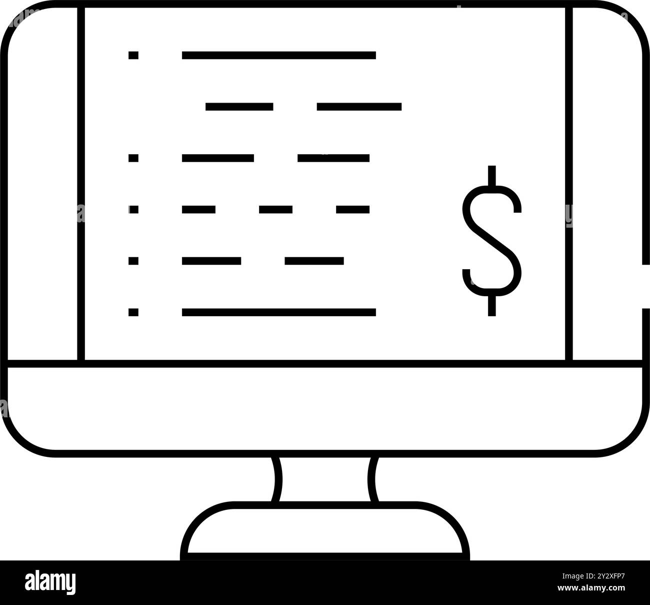 monitor with check, payment receipt line icon vector illustration Stock ...