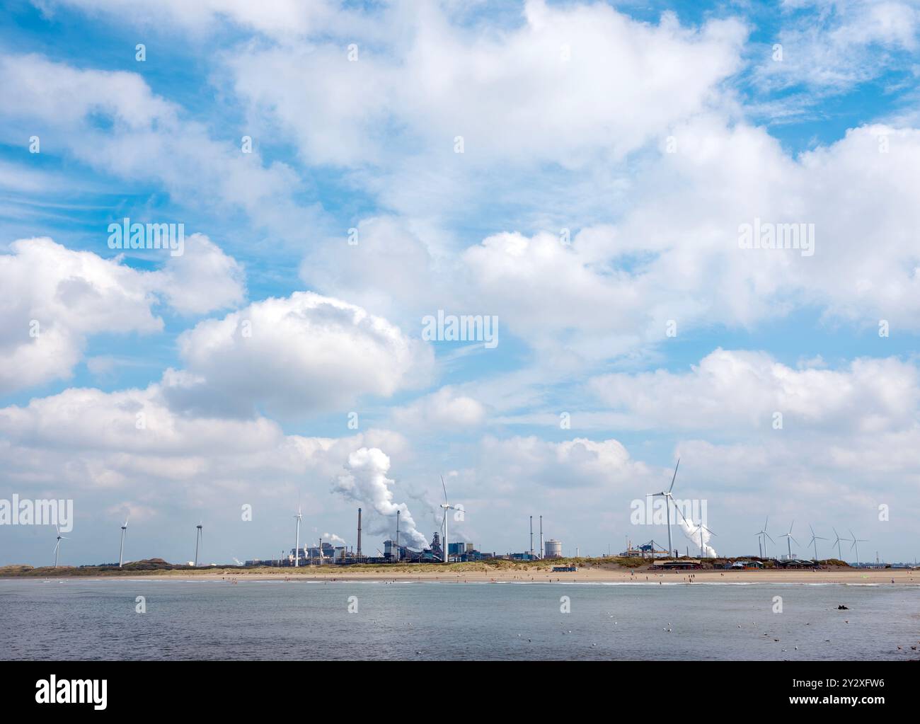 tata steel factory in the netherlands seen from north pier of north sea ...