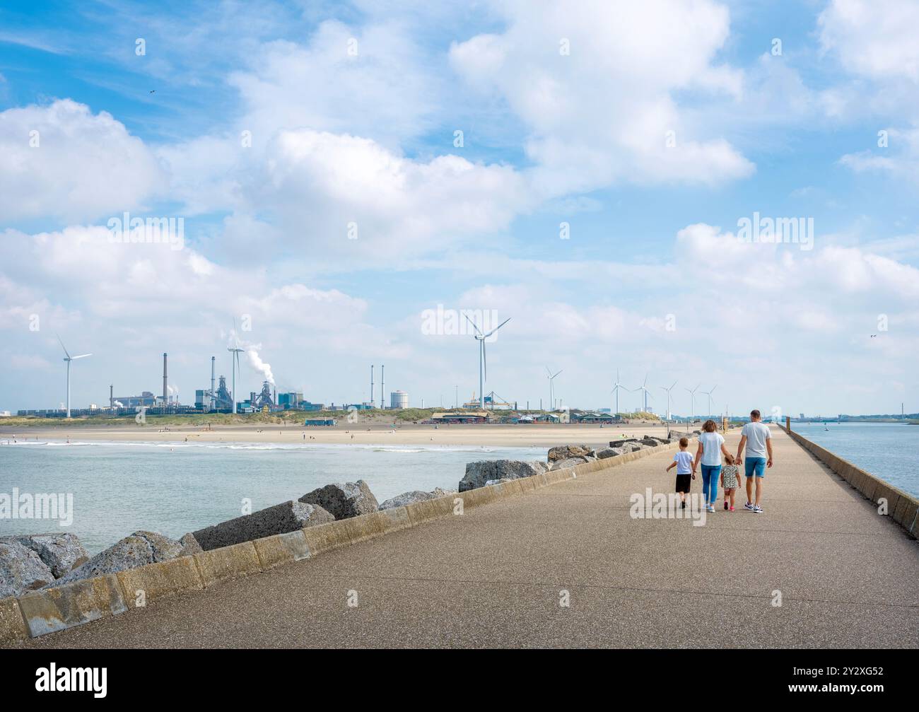 tata steel factory in the netherlands seen from north pier of north sea ...