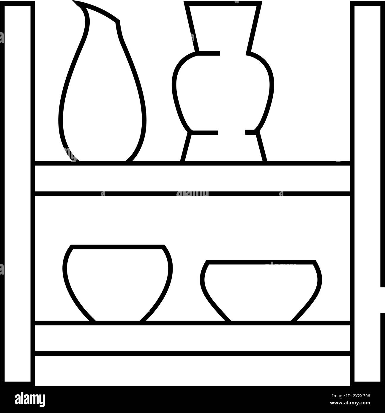 pots on shelf line icon vector illustration Stock Vector Image & Art ...