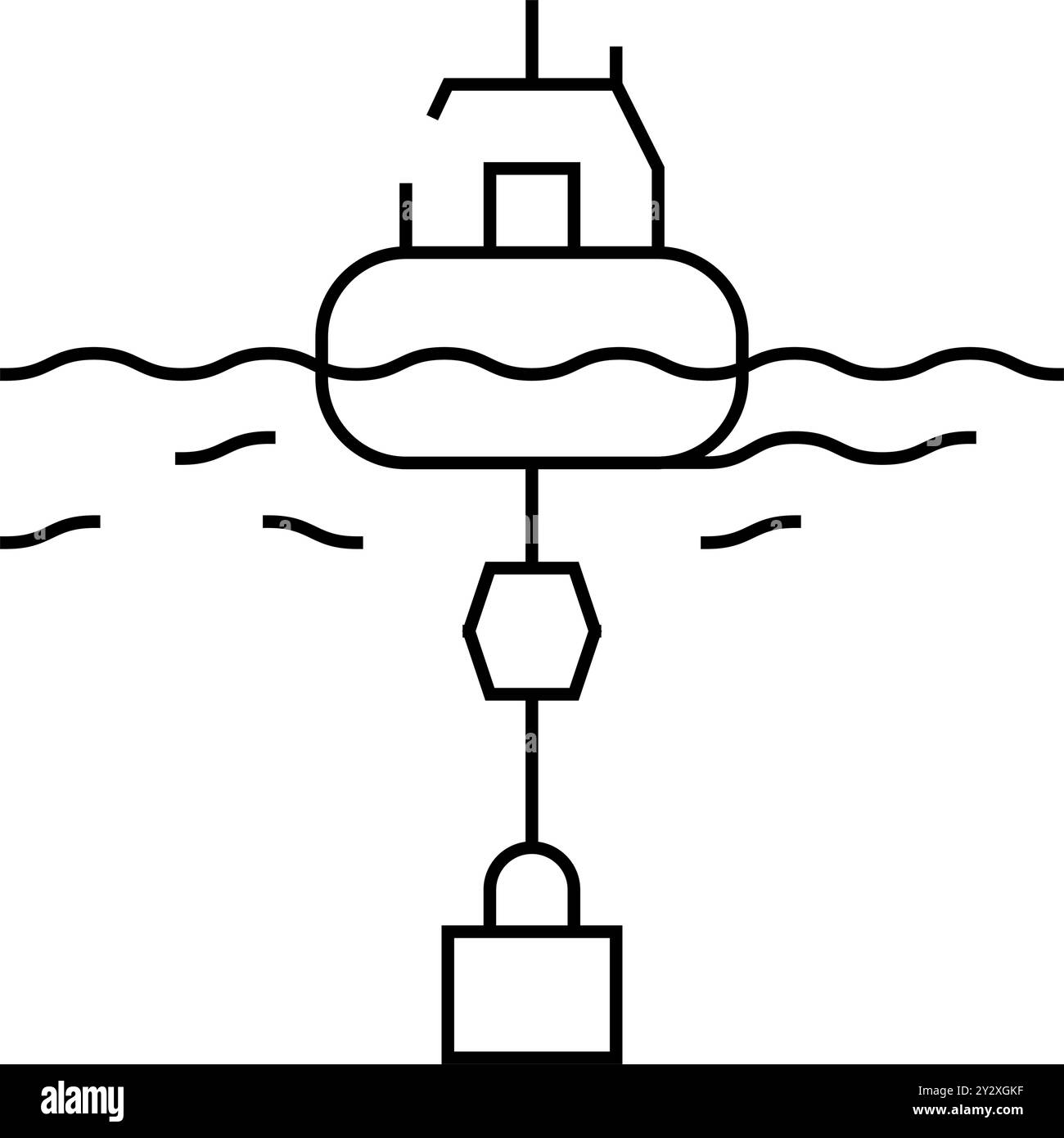 floating generator tidal power plant line icon vector illustration ...