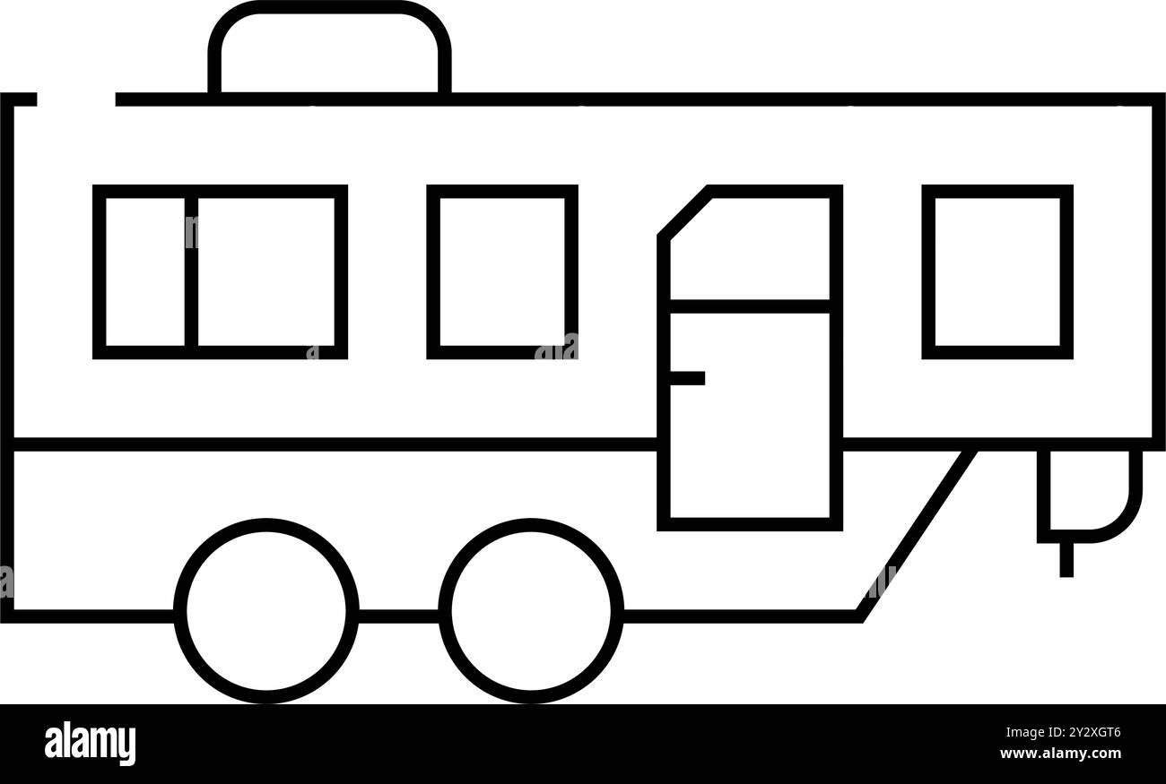 trailer mobile home line icon vector illustration Stock Vector Image ...