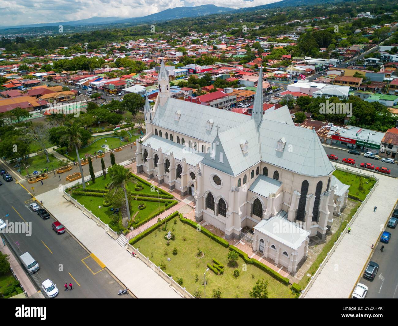 Aerial view of the Basilica of the Immaculate Conception in Heredia ...