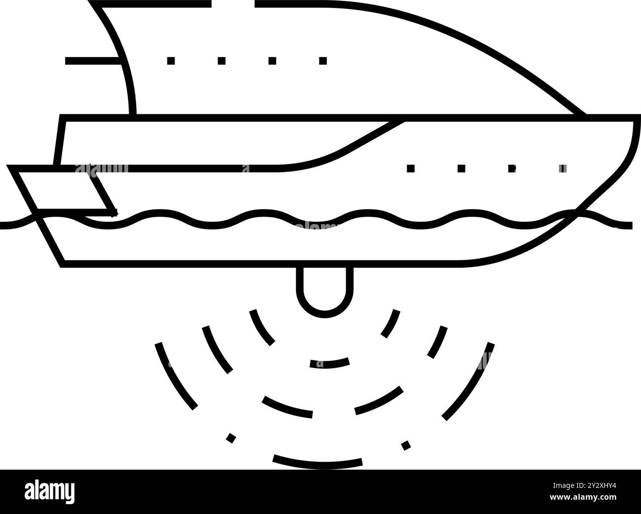 ship with seabed sonar line icon vector illustration Stock Vector Image ...