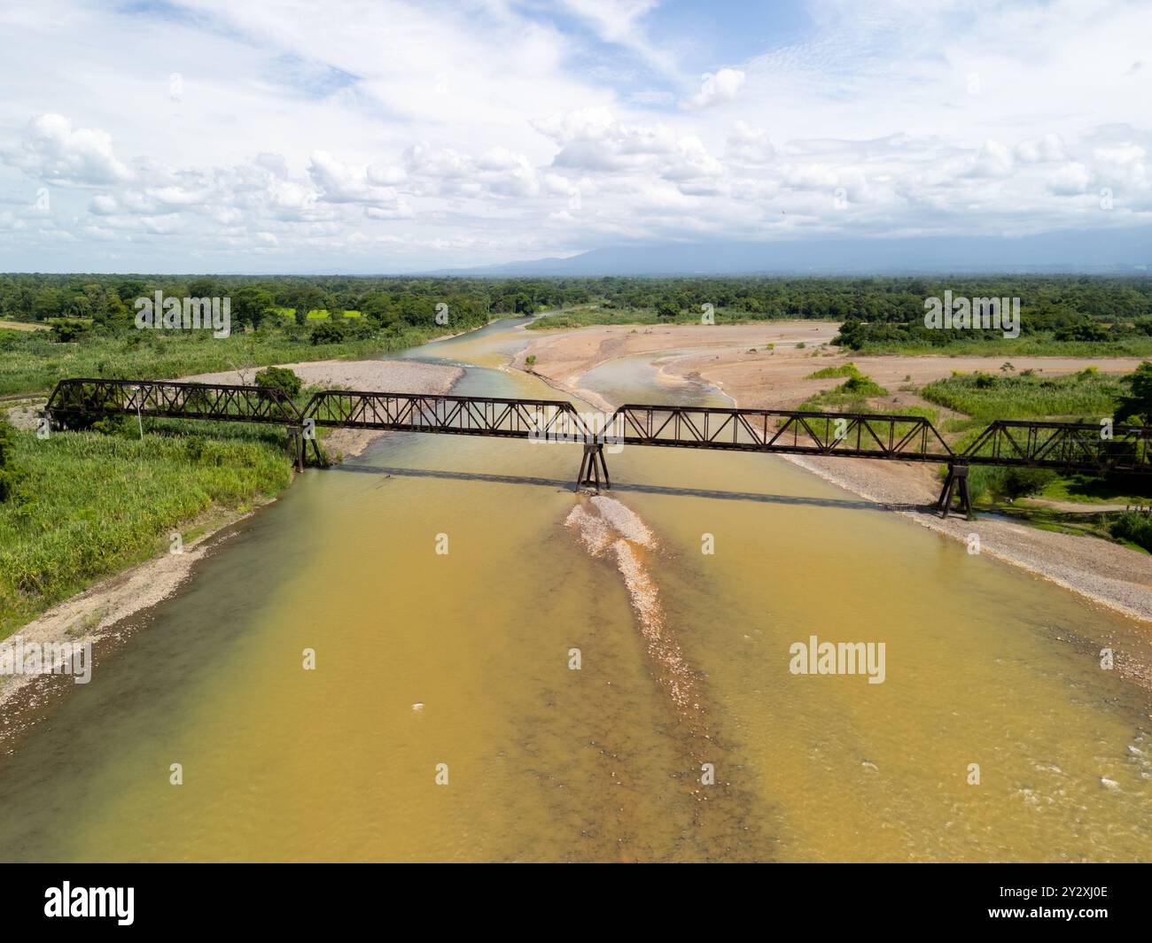 Aerial view of Trainway bridge in Rio Frio Sarapiqui, Costa Rica Stock ...