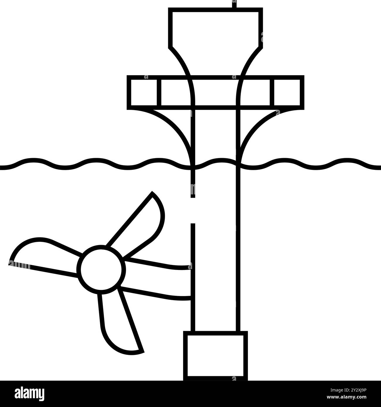 ocean electrical tidal power plant line icon vector illustration Stock ...