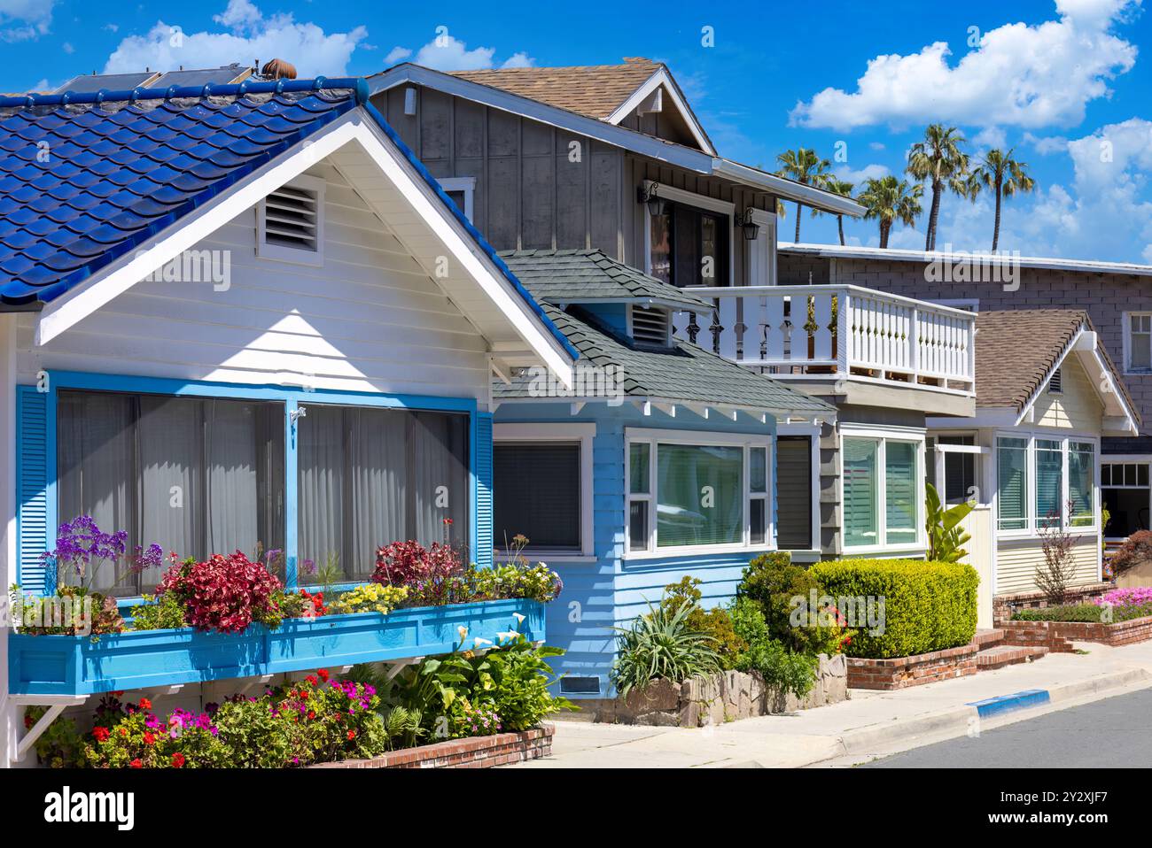 Scenic colorful streets of Avalon in Catalina Island in California, USA ...