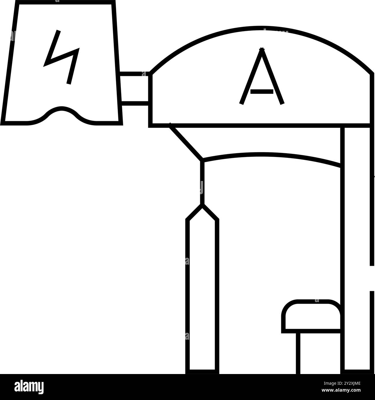 bus stop with pantograph line icon vector illustration Stock Vector ...