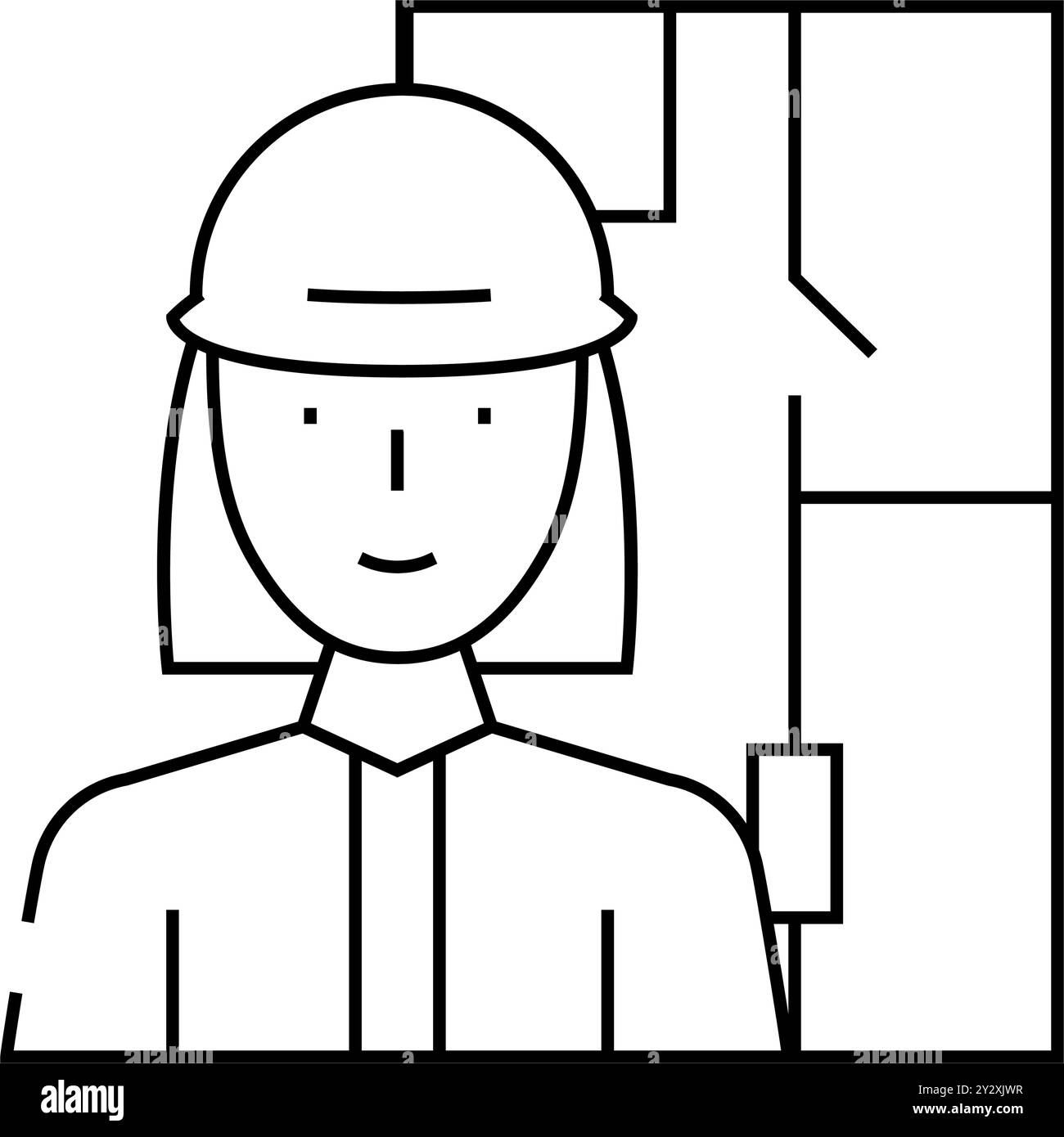 architect woman job line icon vector illustration Stock Vector Image ...