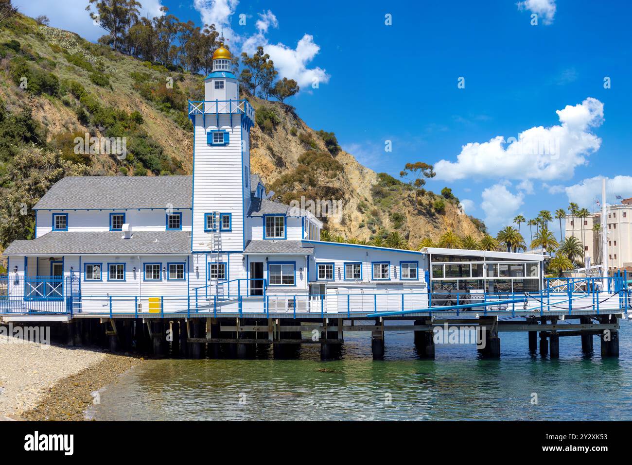 Scenic colorful streets of Avalon in Catalina Island in California, USA ...