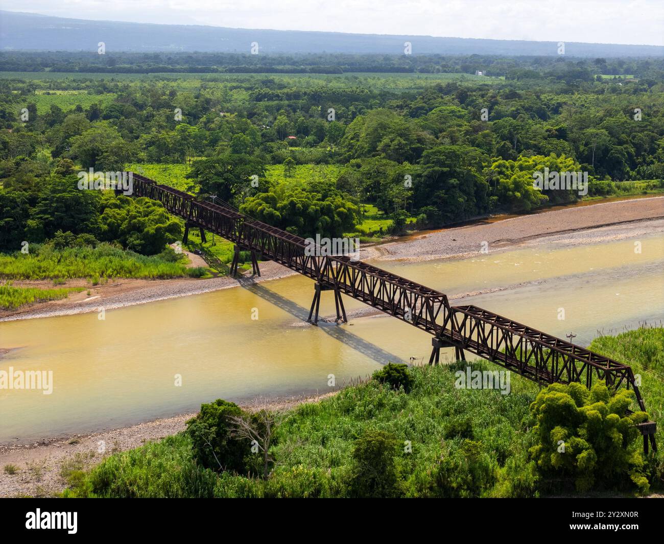 Aerial view of Trainway bridge in Rio Frio Sarapiqui, Costa Rica Stock ...