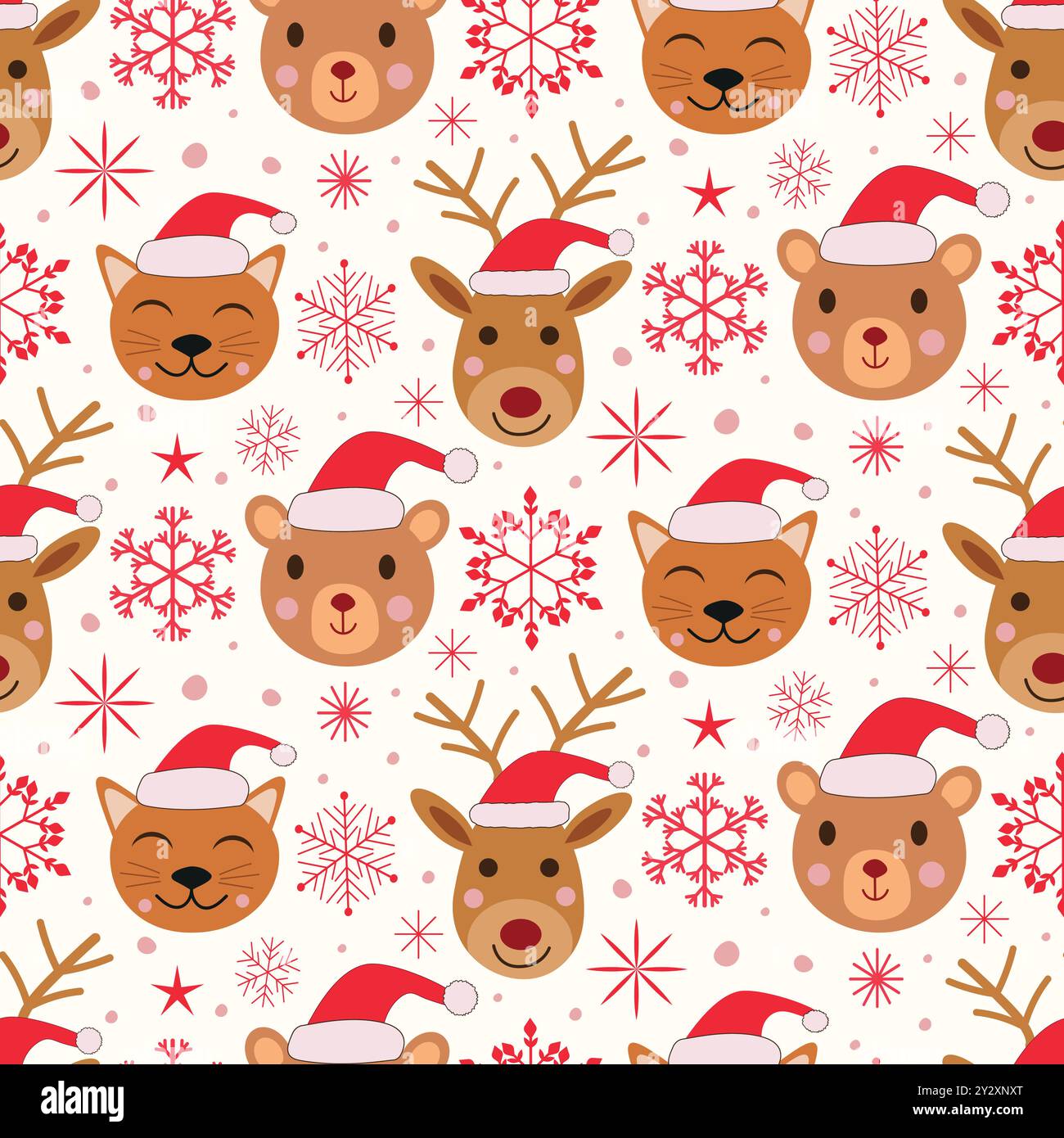 Red hat snowflakes seamless Stock Vector Images - Alamy