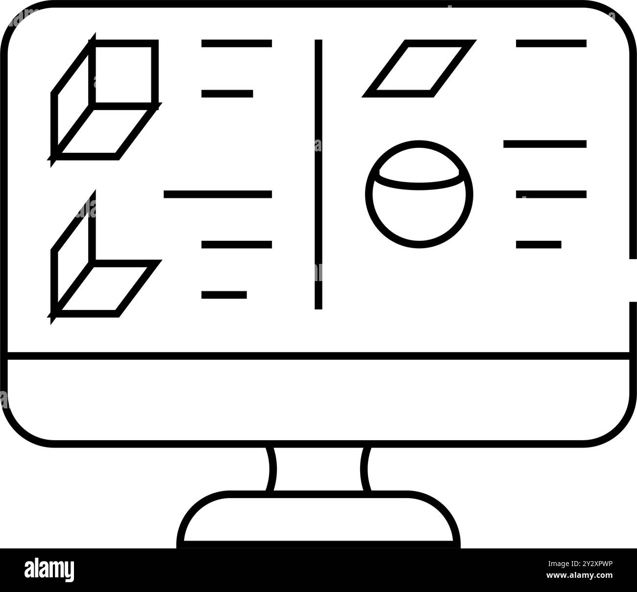 3d object library line icon vector illustration Stock Vector Image ...