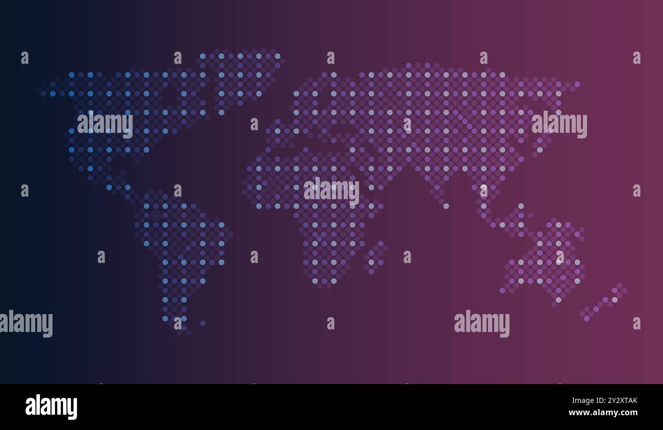 World dotted map with purple gradient background | Unique design art ...