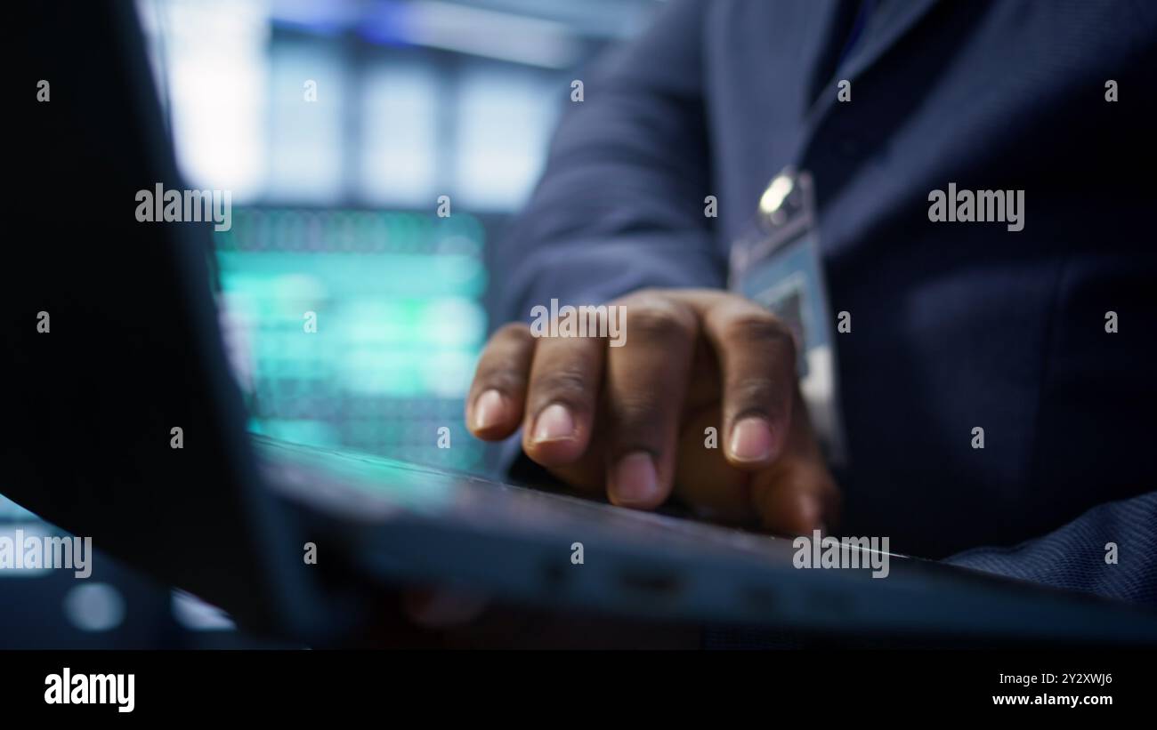 Admin In Data Center Runs System Diagnostic Tests And Error Checking Utilities On Laptop To Fix