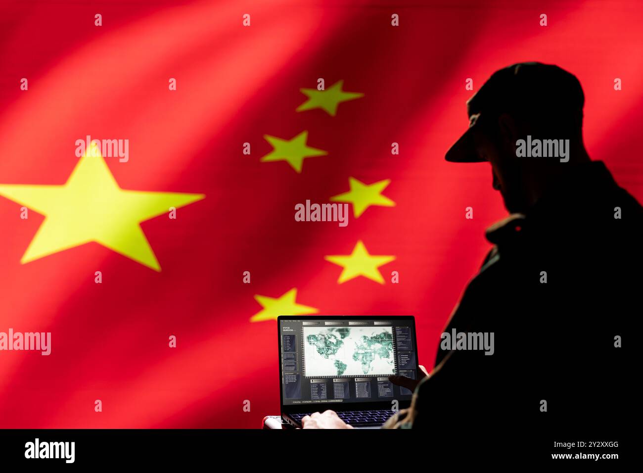 CCP government army expert analyzing aerial reconnaissance data to come ...