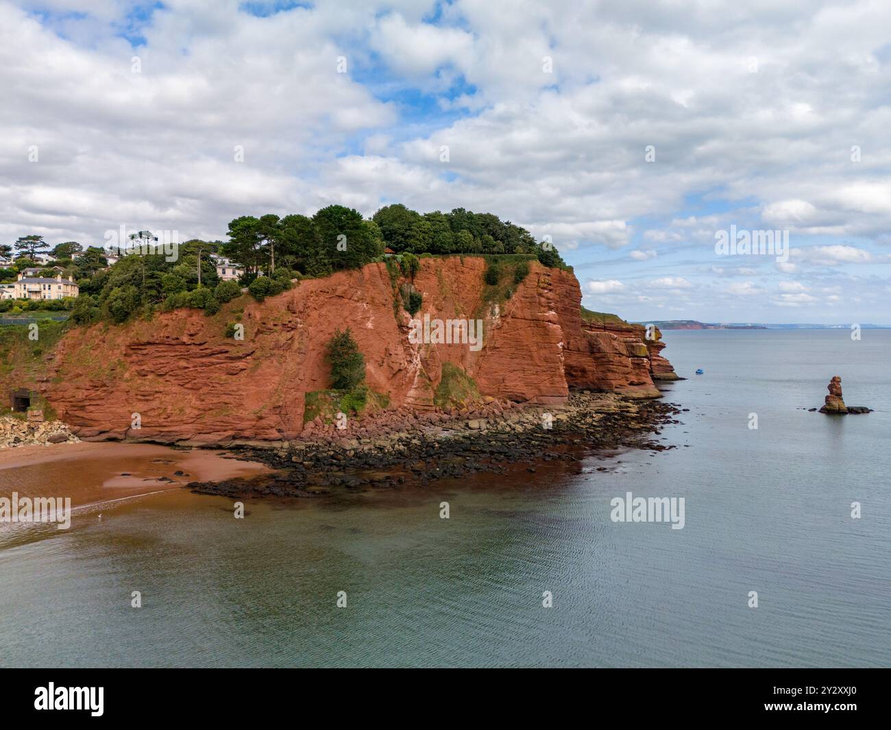 An aerial view of Parson and Clerk red cliff rock formation in ...