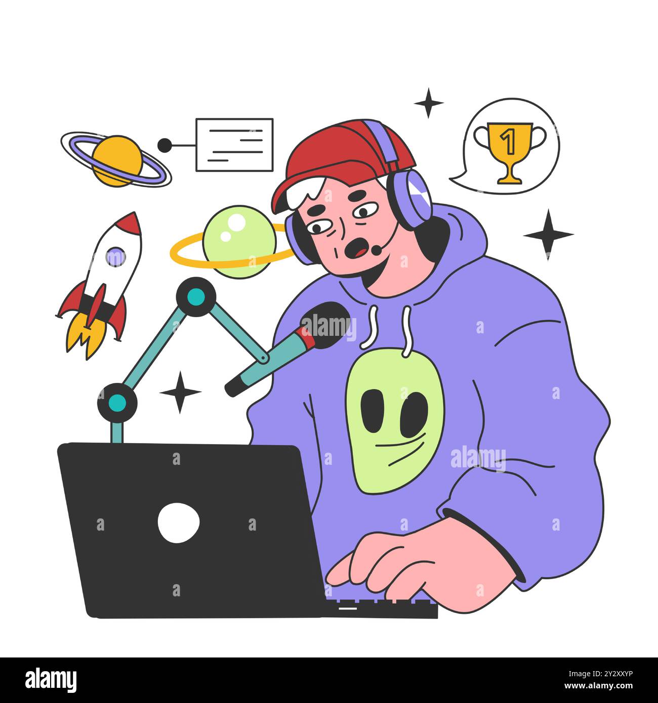 Young adult guy playing console Stock Vector Images - Alamy