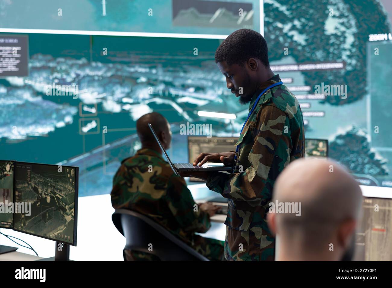 Infantry unit leader conducts reconnaissance mission to gather real time data and support ...