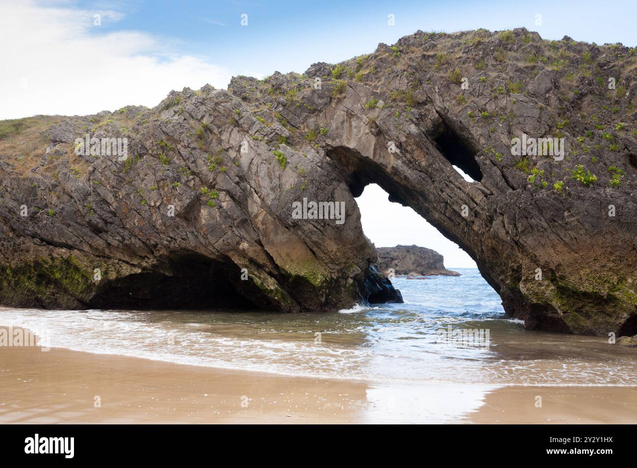 Rock formation in San Antolin beach, Spain. Spanish landscape Stock ...
