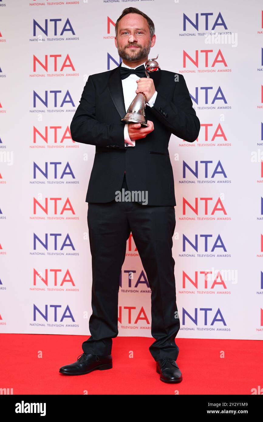 London, UK. 11 September 2024. Peter Ash, winner of the Serial Drama Performance Award for his ...
