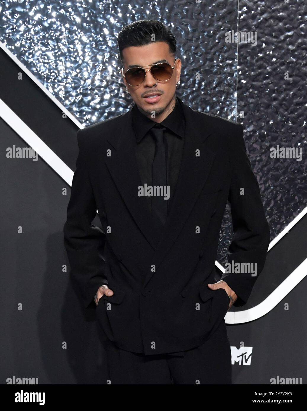 Rauw Alejandro arrives at the MTV Video Music Awards on Wednesday, Sept ...
