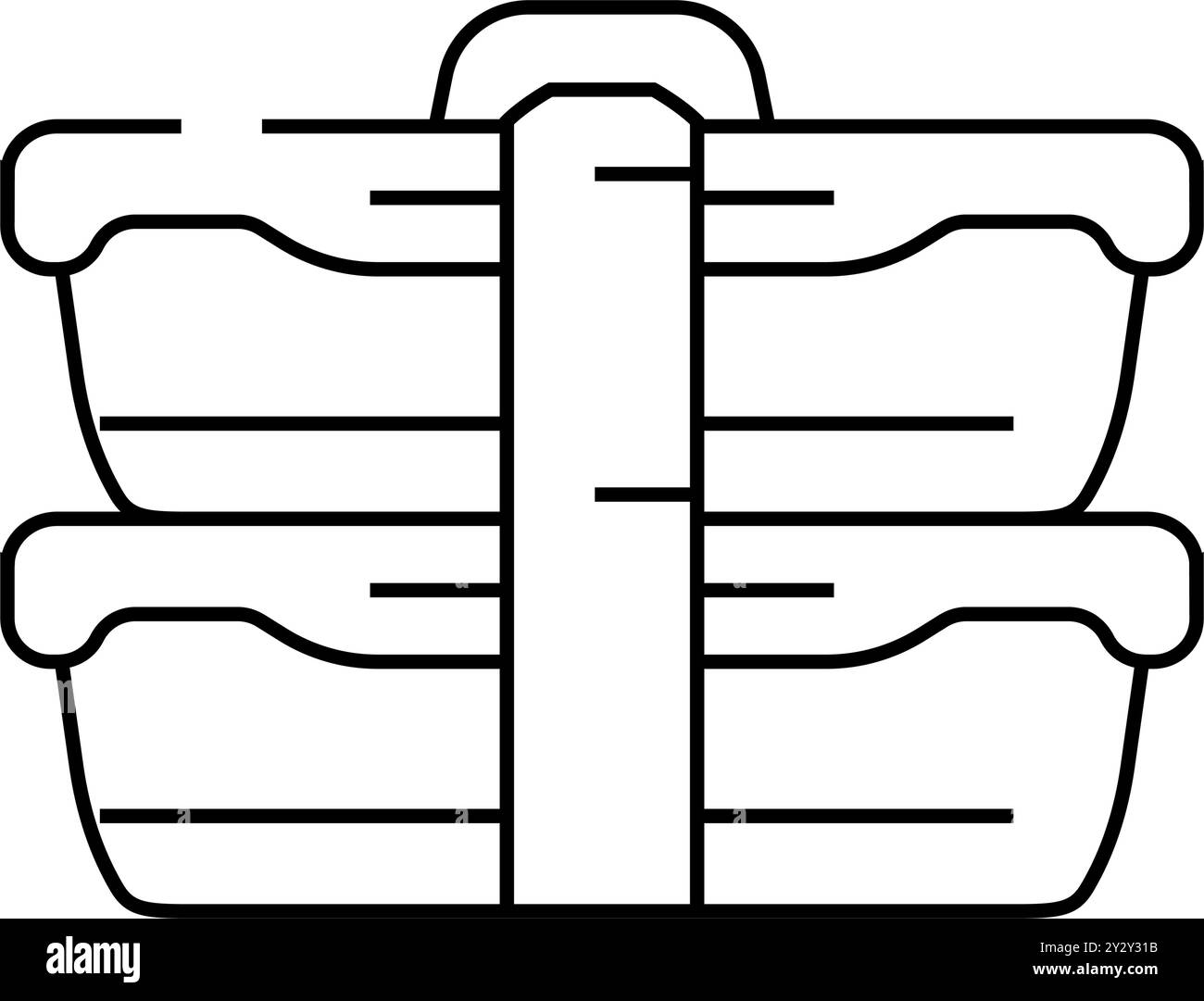 double lunchbox line icon vector illustration black Stock Vector Image ...