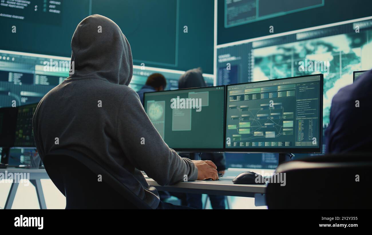 Cyber security specialist conducting cyber surveillance and threat ...