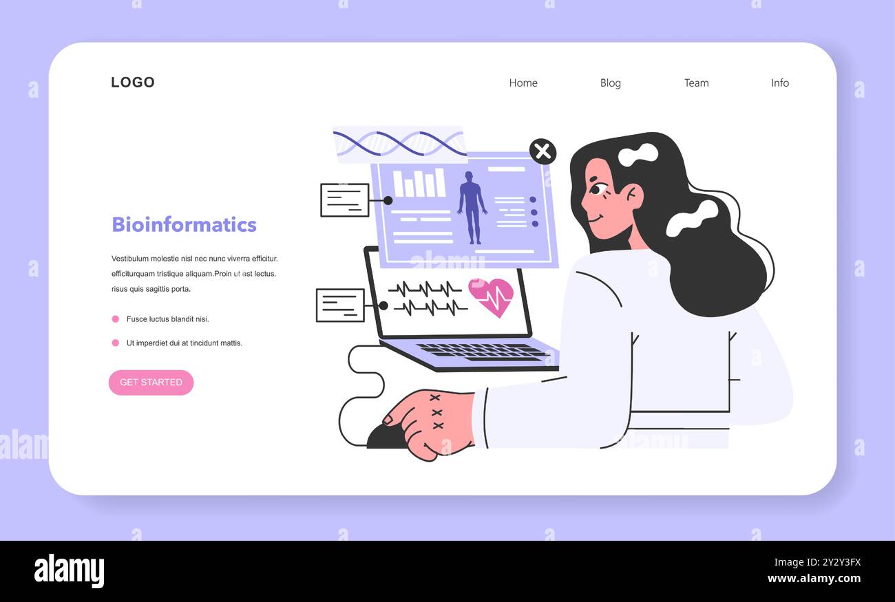 Bioinformatics web banner or landing page. IT medical service ...