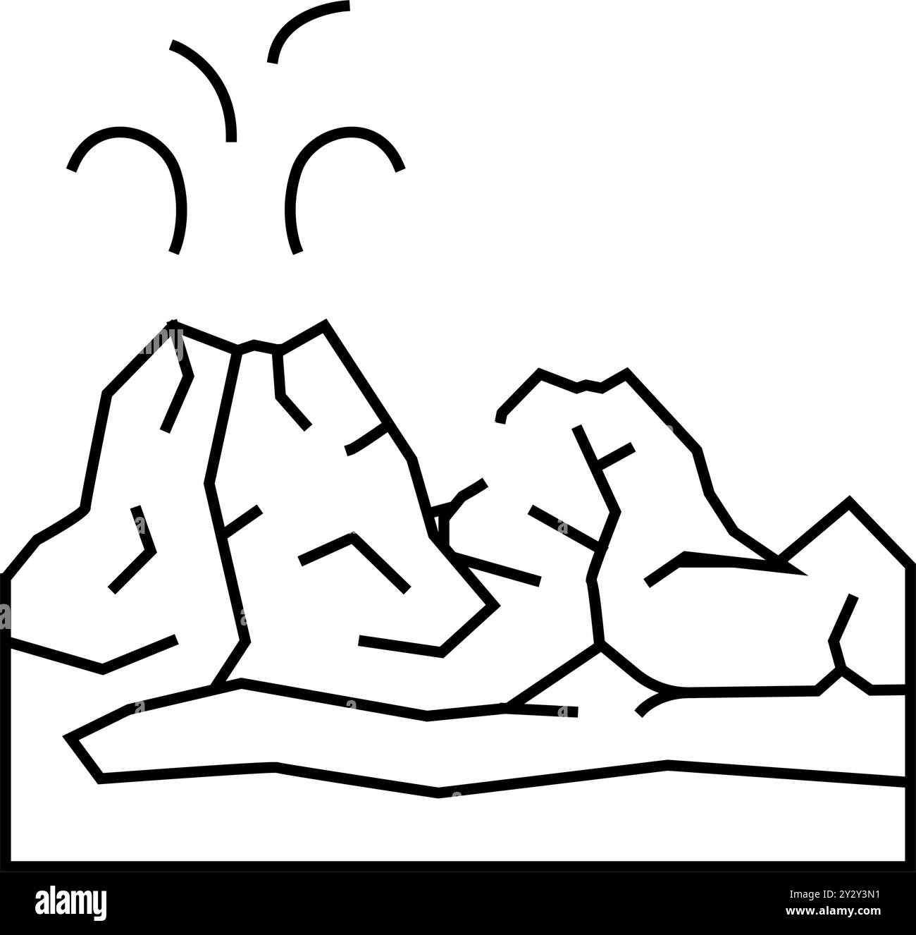 valley of volcanoes line icon vector illustration Stock Vector Image ...