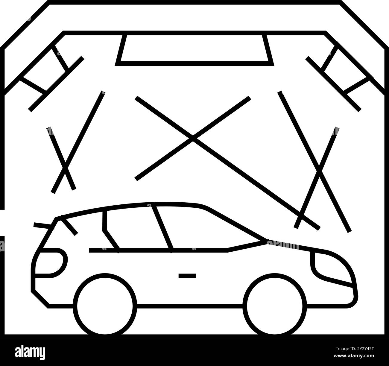 garage box for car polishing line icon vector illustration Stock Vector ...