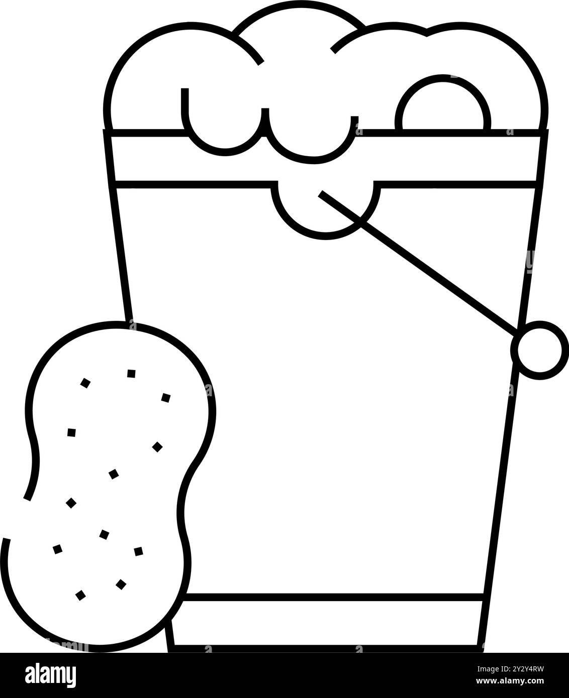foamy water and sponge for car polishing line icon vector illustration ...