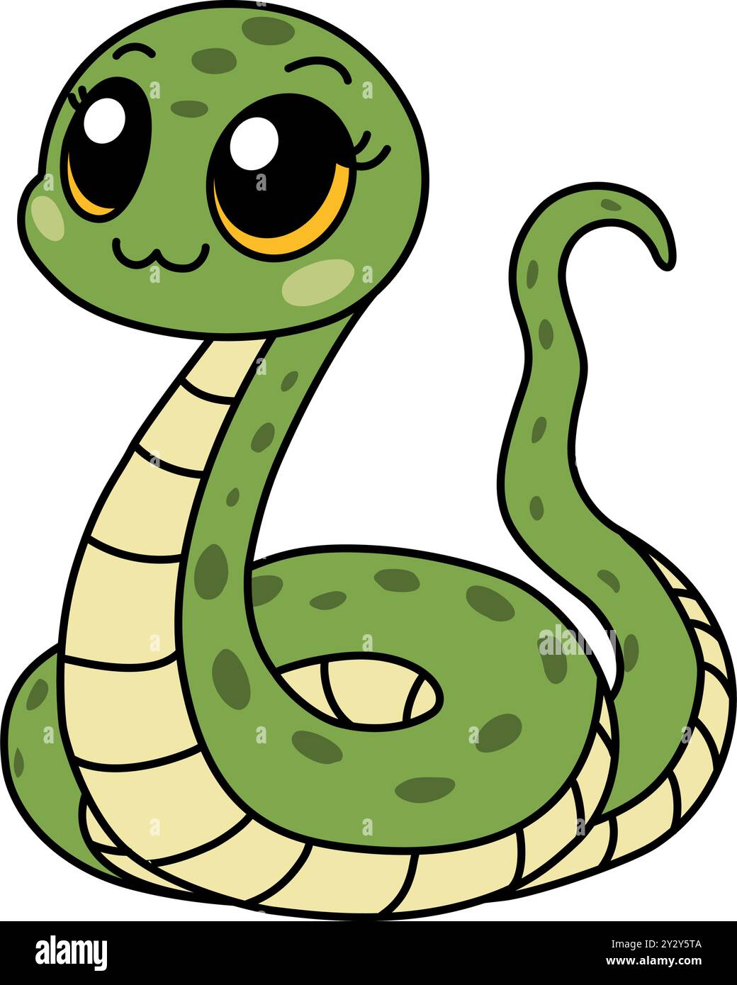 Zodiac Chinese green snake animal of New Year sign icon. Asian kawaii ...
