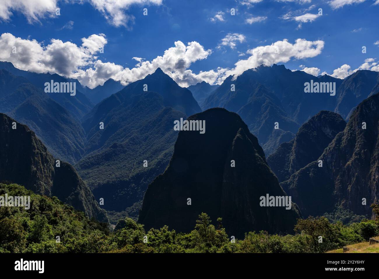 A stunning landscape of the Andes mountains with a clear blue sky ...