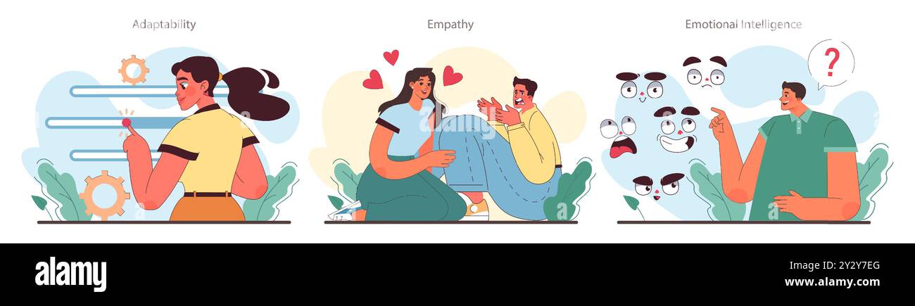 Soft skills set. Employees with communication and effective teamwork ...