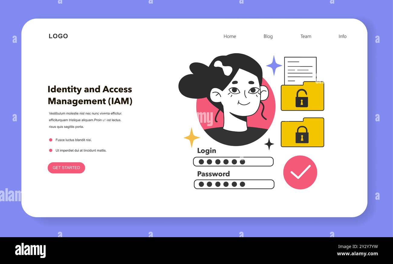 Identity and access management web banner or landing page. Secure data ...