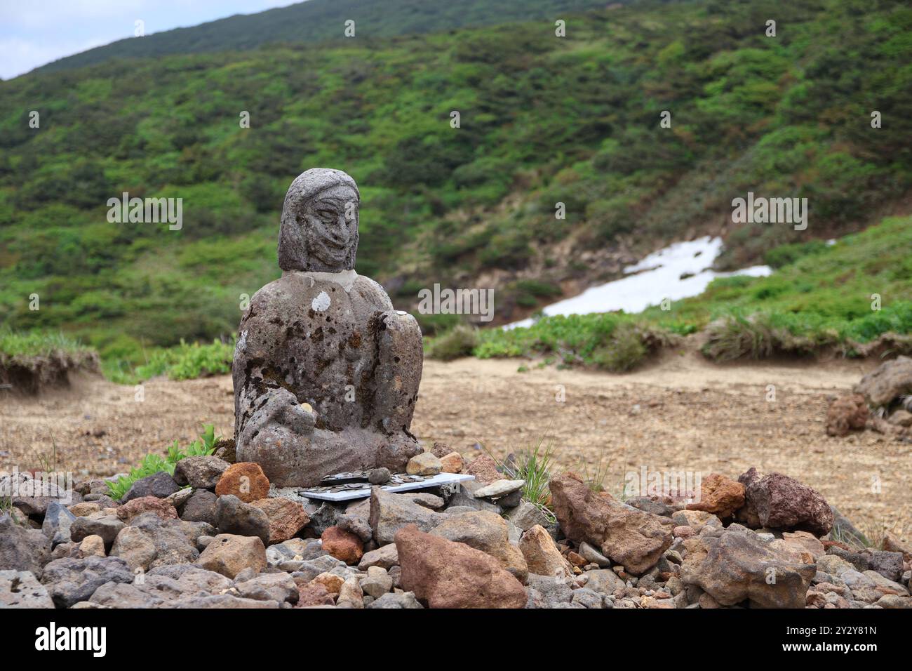 The statue of Yamamba, a mountain witch from Japanese folklore, on a ...